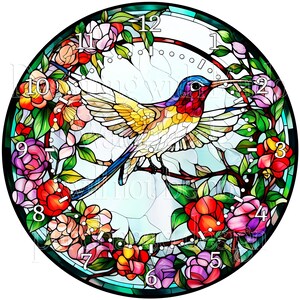 Hummingbird Wall Clock Hummingbird Clock Face Stained Glass - Etsy