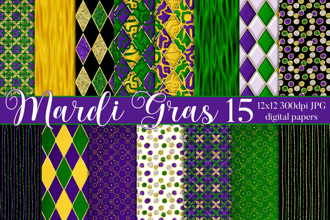 Mardi Gras Paper Pack, Mardi Gras Patterns Paper, Mardi Gras Background ...