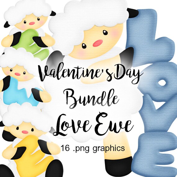Valentine's Day Love Ewe Clip Art Bundle | Etsy