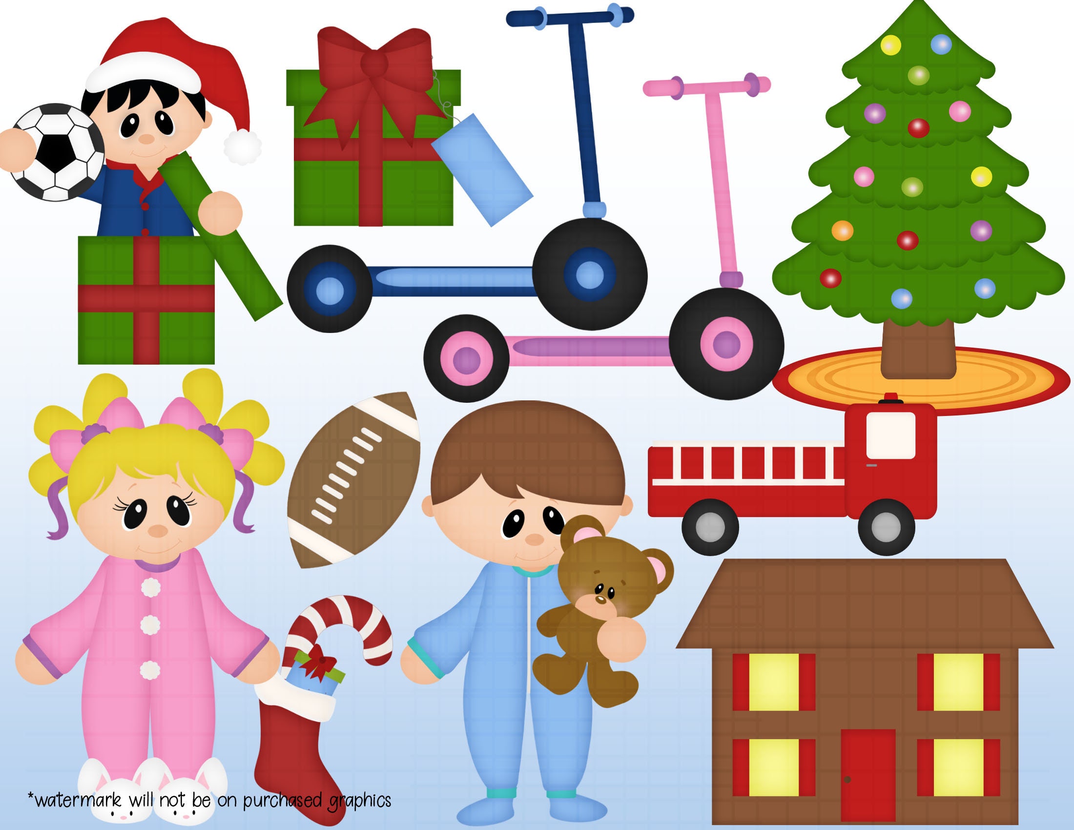 Christmas Morning Holiday Clip Art Graphics - Etsy UK