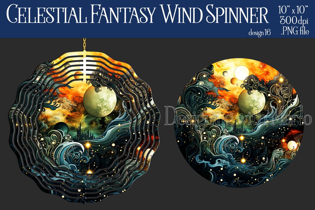 Celestial Fantasy Wind Spinner Sublimation | Moon Wind Spinner | Art ...