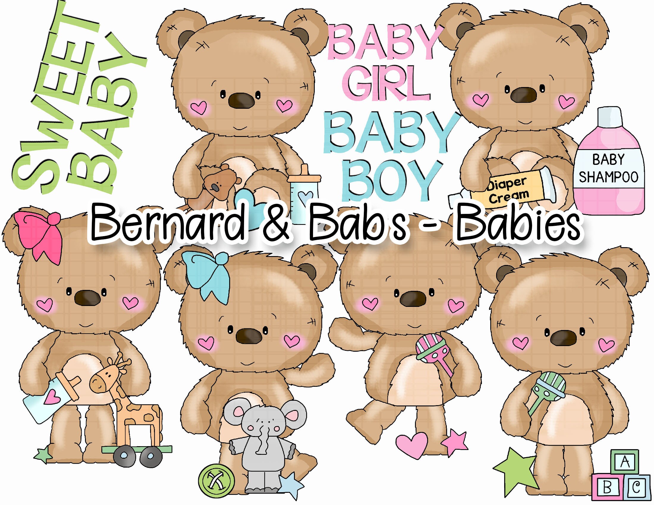 Bernard & Babs Bears Celebrations Clip Art | Etsy