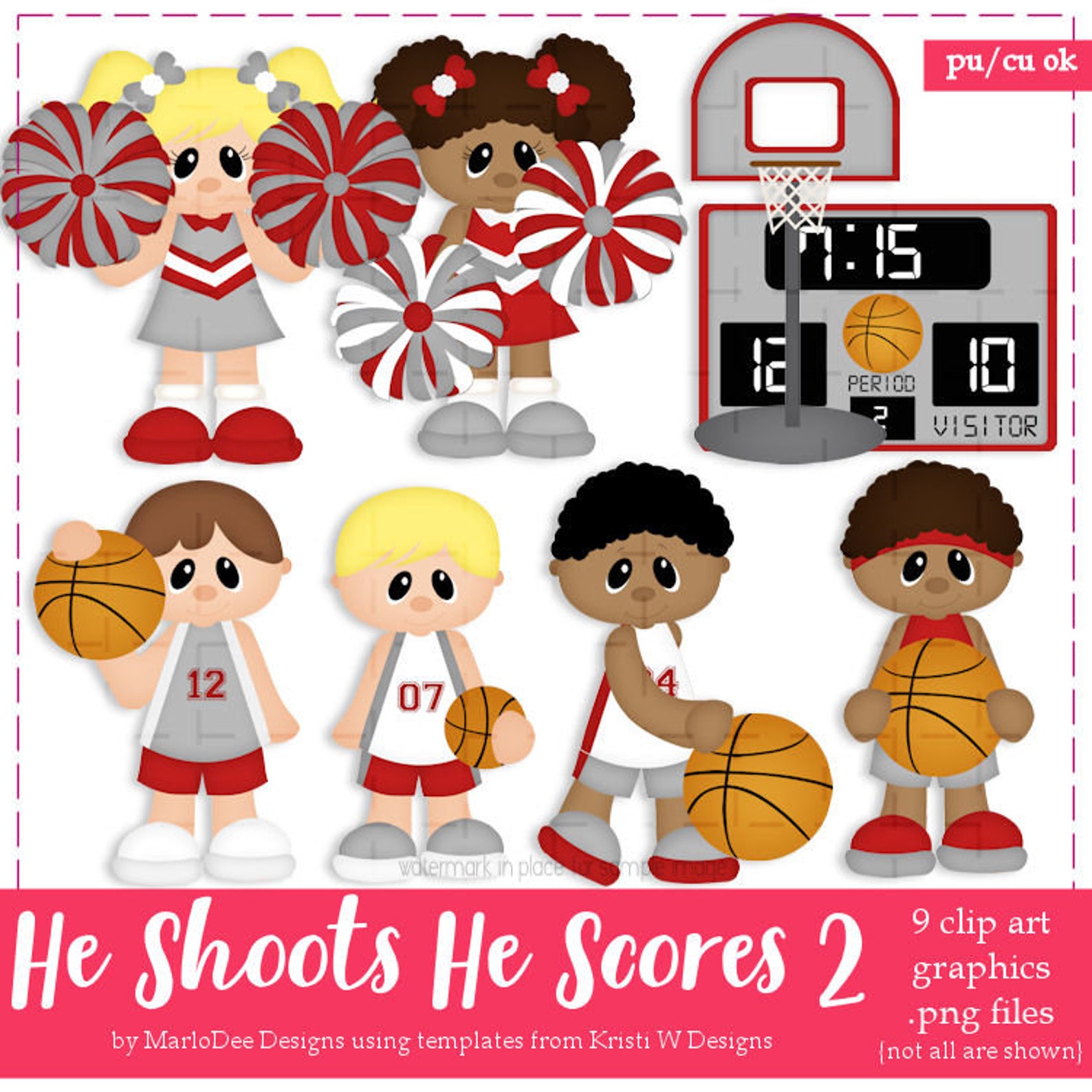 He Shoots He Scores Basketball Clip Art | Cheerleader | Scarlet and ...