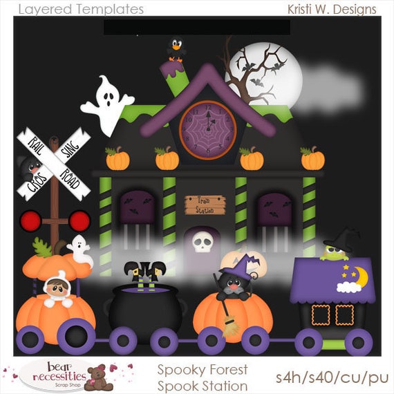Spook Train Station Halloween Templates Halloween Train - Etsy