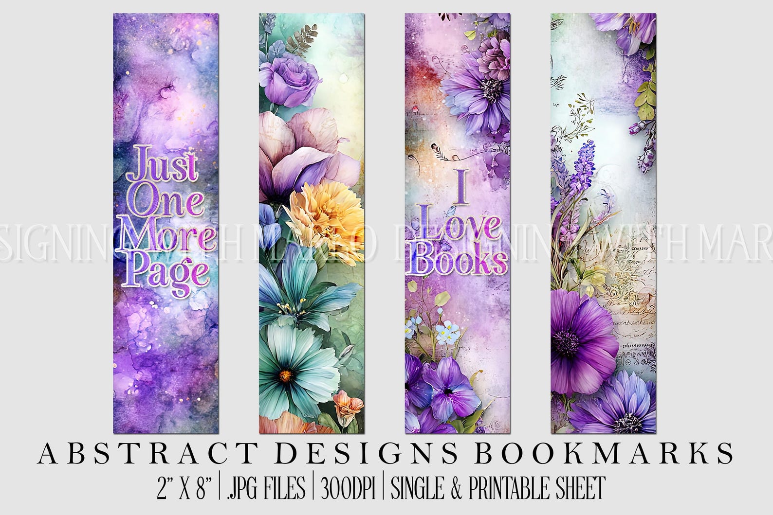 Abstract Style 2x8 Bookmark, Printable Bookmark, Feminine Bookmark ...