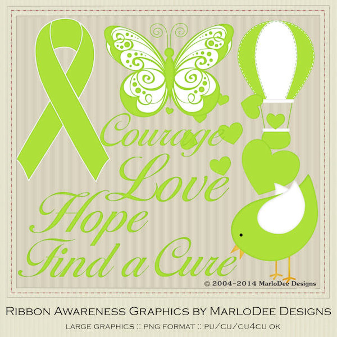 Commercial Use Clip Art Graphics | Lime Green Ribbon Awarenes ...