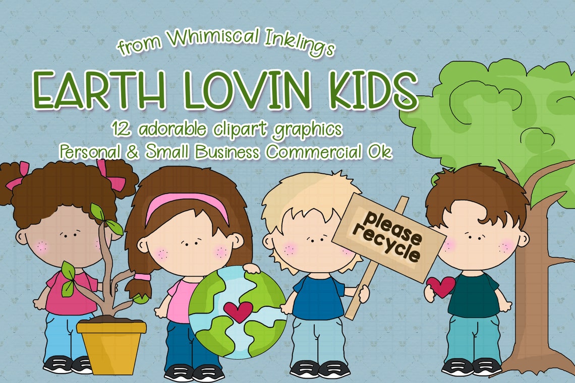 Earth Lovin Kids Clipart Earth Day Clipart Earth Day - Etsy
