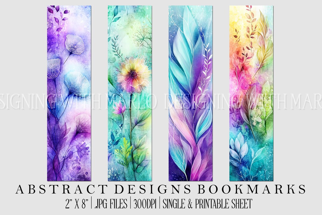 Abstract Style 2x8 Bookmark, Printable Bookmark, Feminine Bookmark ...