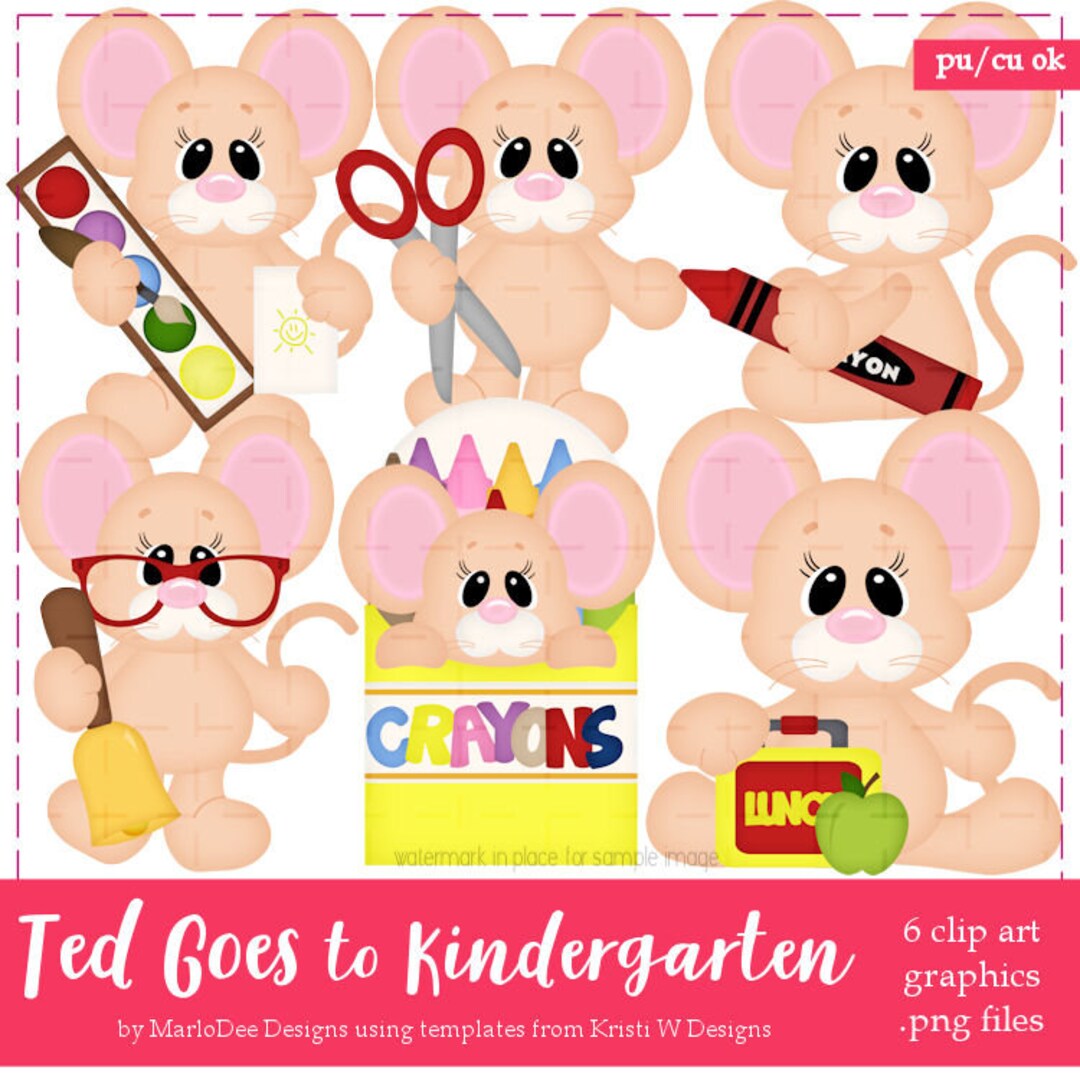 Commercial Use Clip Art Graphics | Ted the Mouse Goes to Kindergarten ...