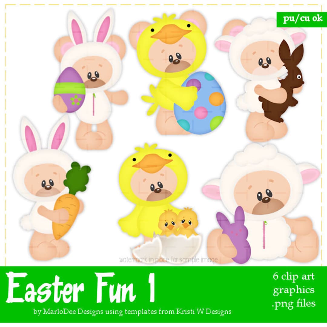 Marshmallow the Teddy Bear Easter Holiday Fun Clip Art by Marlodee ...