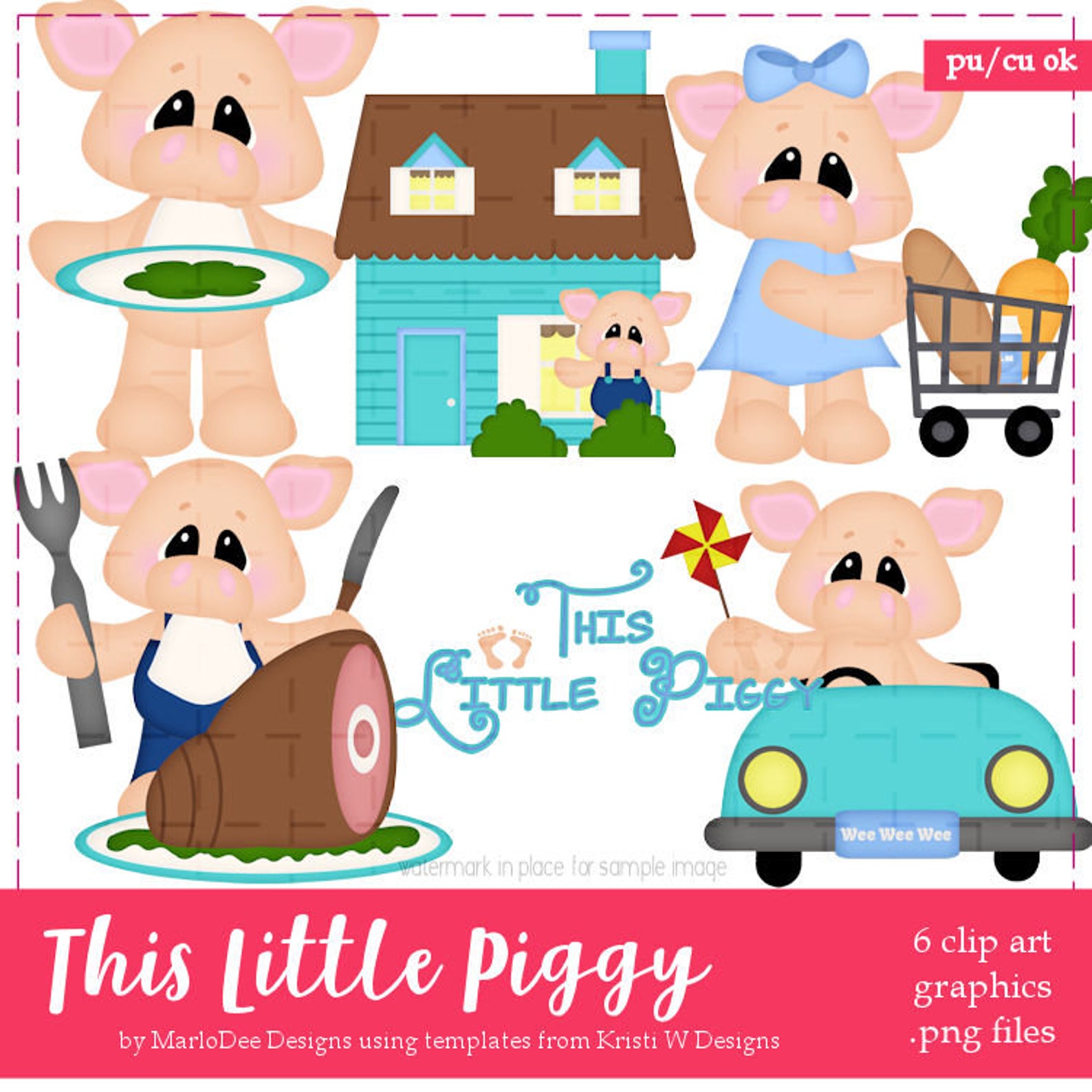Commercial Use This Little Piggy Pig Nursery Rhyme Clip Art - Etsy