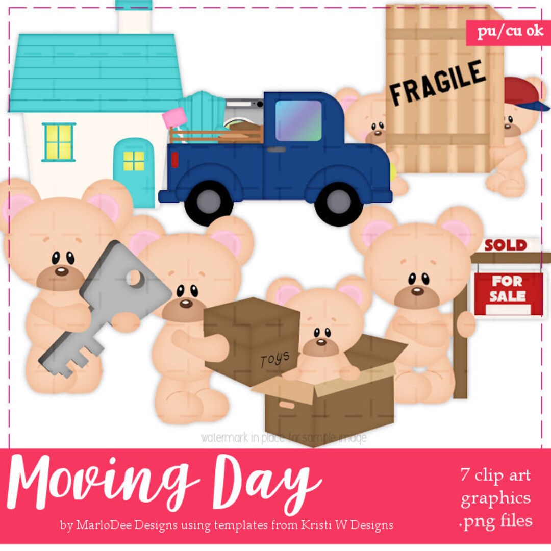 Marshmallow Teddy Bear Moving Day Clip Art by Marlodee Designs - Etsy UK