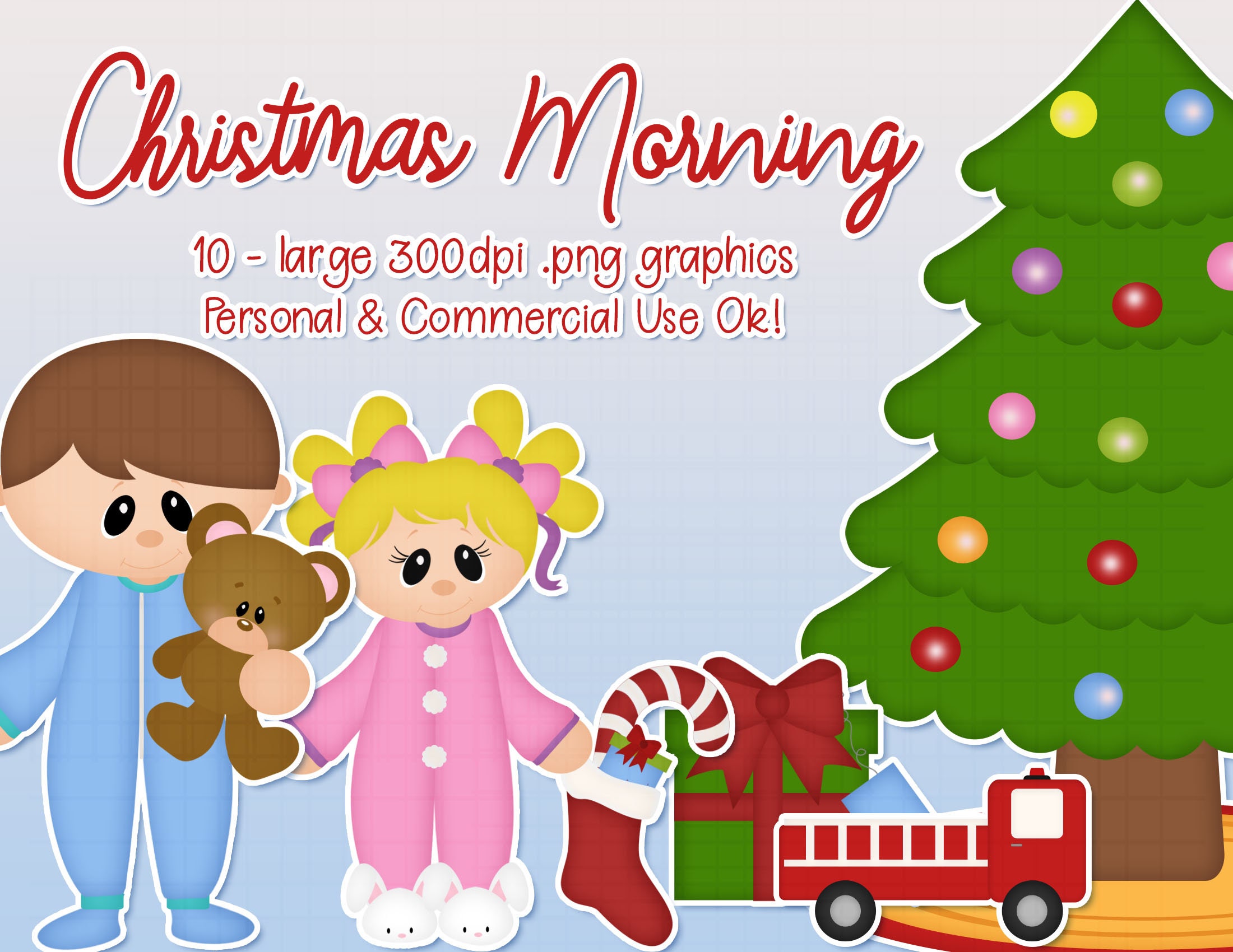 Christmas Morning Holiday Clip Art Graphics - Etsy UK