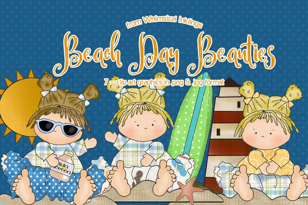 Beach Day Beauties - Clipart From Whimsical Inklings - Etsy