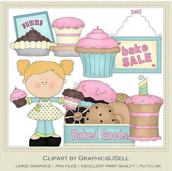 Commercial Use Clipart Bake Sale Set 1 Graphics by Alice | Etsy