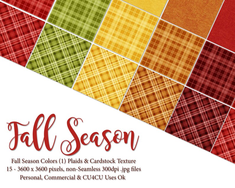 Fall Season Colors Plaid & Texture Cardstock Backgrounds - Etsy