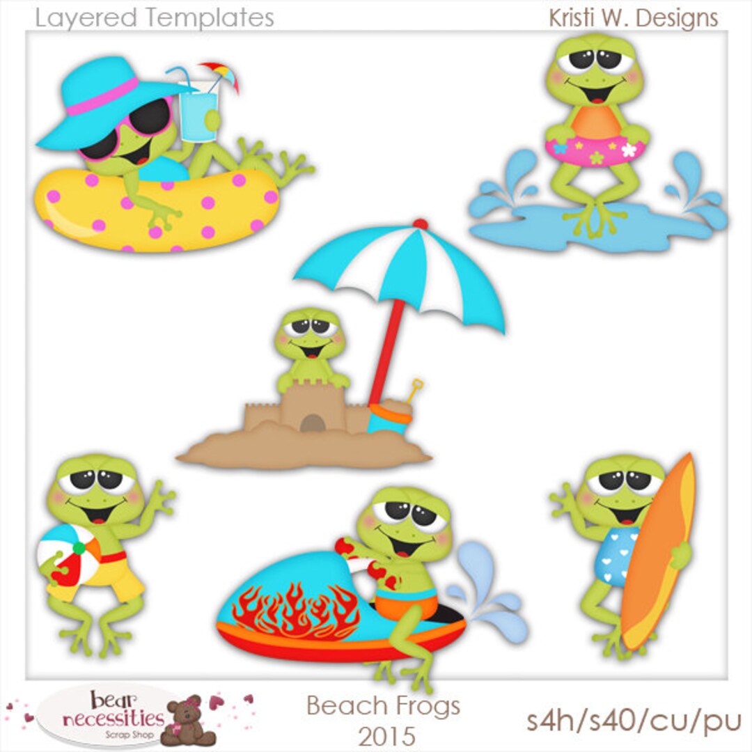 Beach Frogs - Layered Templates by Kristi W Designs - Etsy