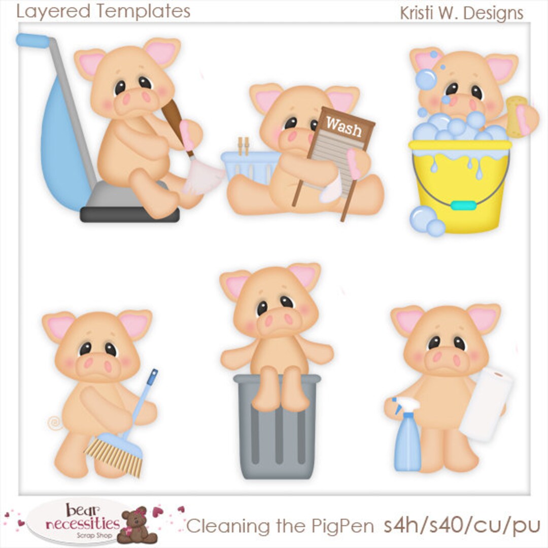 Cleaning the Pig Pen Layered Templates by Kristi W Designs - Etsy