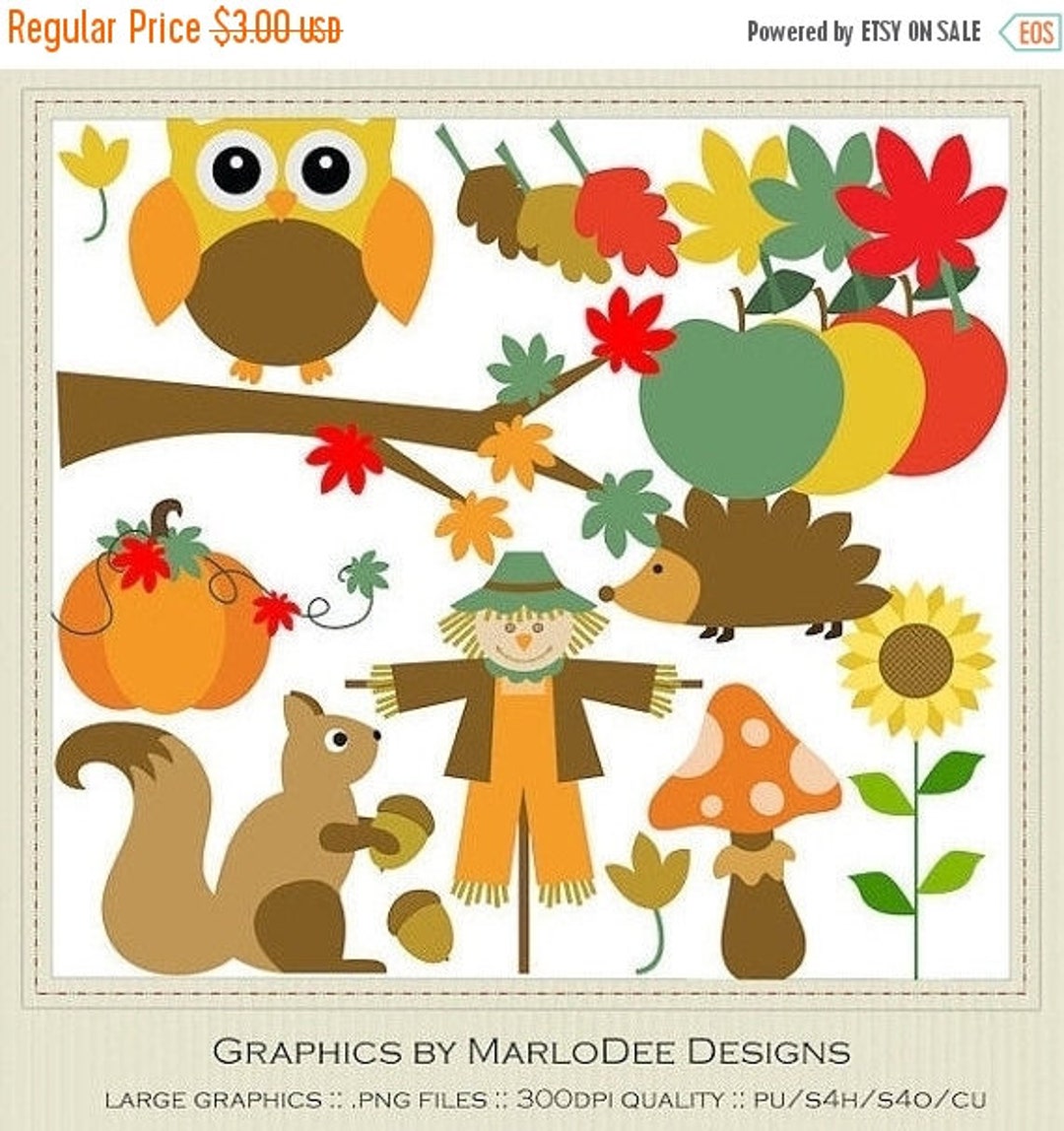 Commercial Use Autumn Season Clip Art Designs INSTANT - Etsy