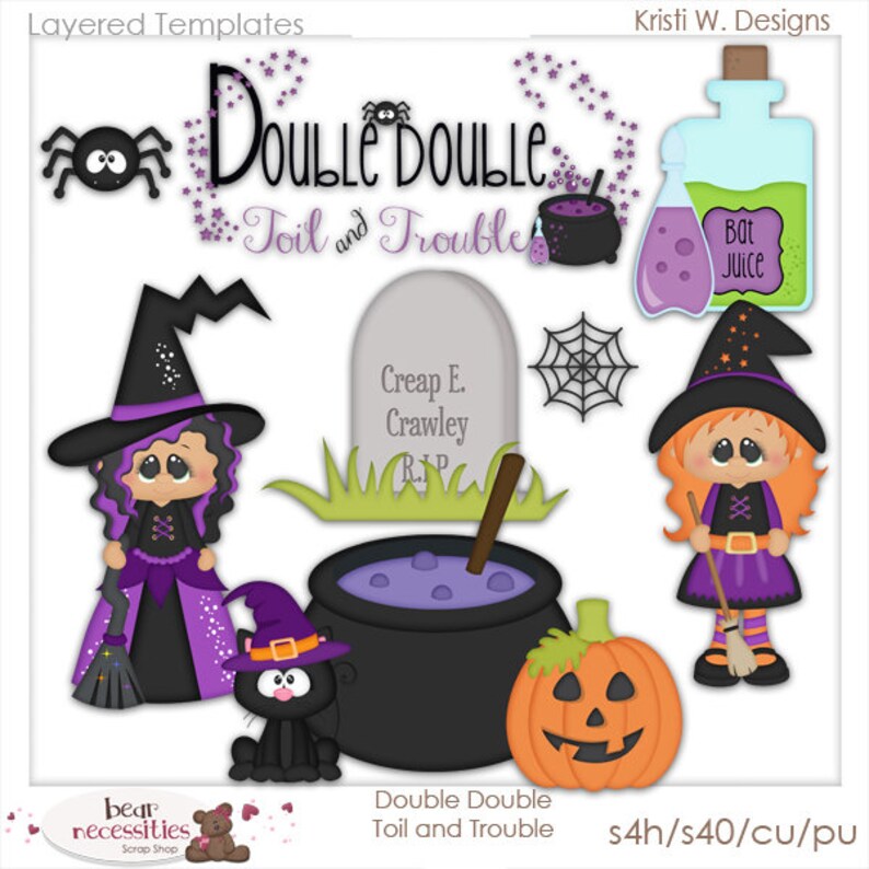 Double Double Toil and Trouble Templates, Halloween Templates, Kristi W ...
