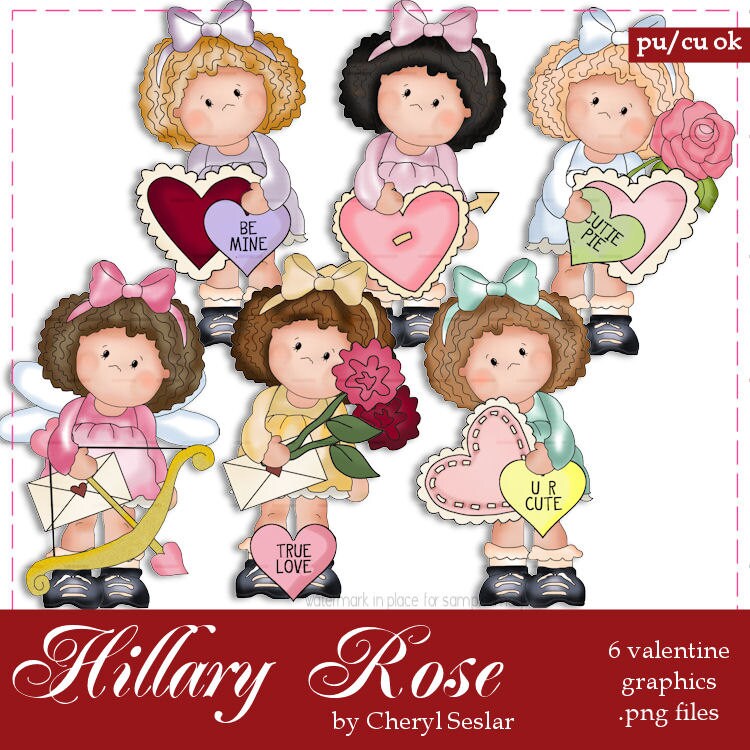 Hillary Rose Valentine's Day Clip Art by Cheryl Seslar - Etsy