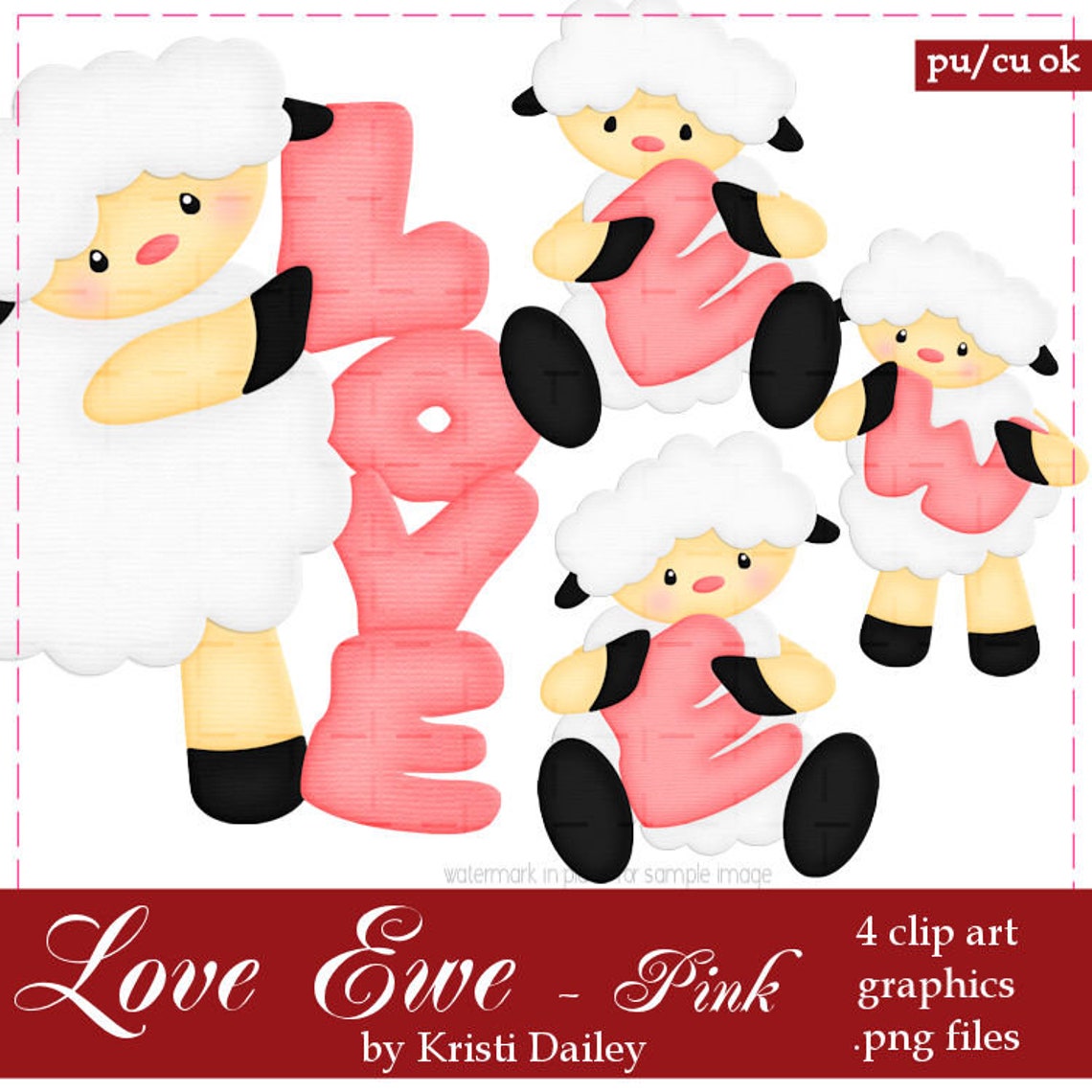 Valentine's Day Love Ewe Clip Art Bundle - Etsy