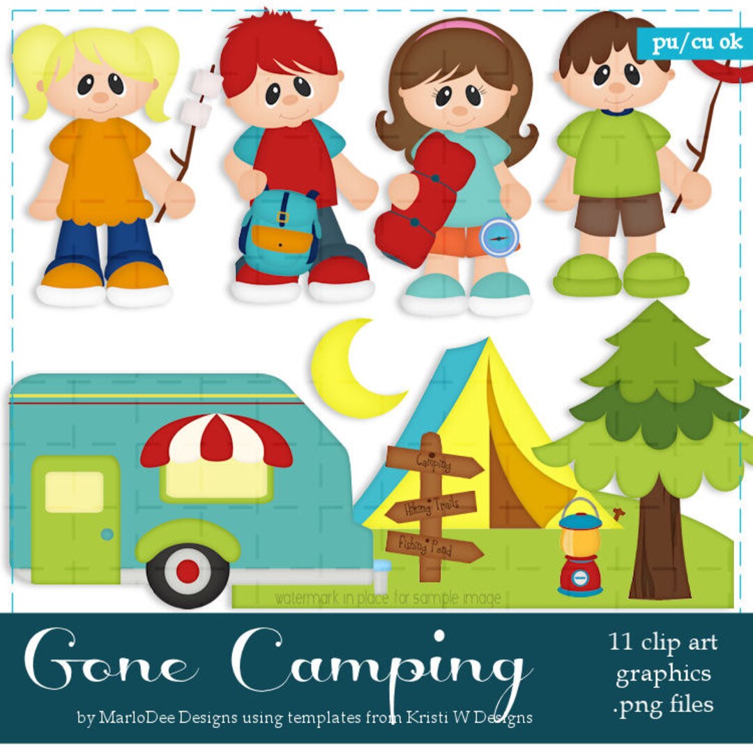 Gone Camping Outdoors Children Clip Art by Marlodee Designs - Etsy