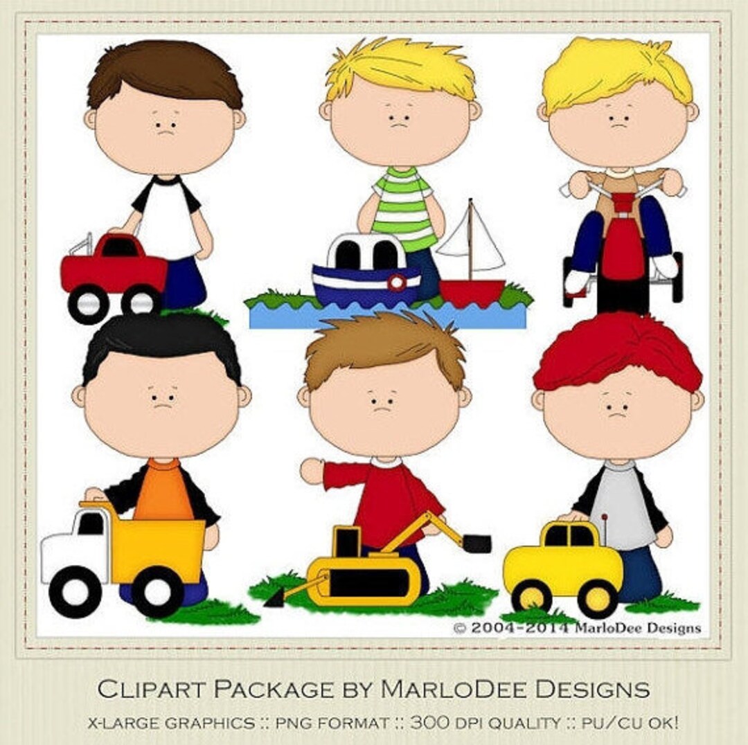 Boy Graphics | Boys Playing Exclusive Clip Art | Marlodee Designs - Etsy