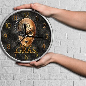 Mardi Gras Clock, Mardi Gras Clock Face, Mardi Gras Butterfly Mask ...