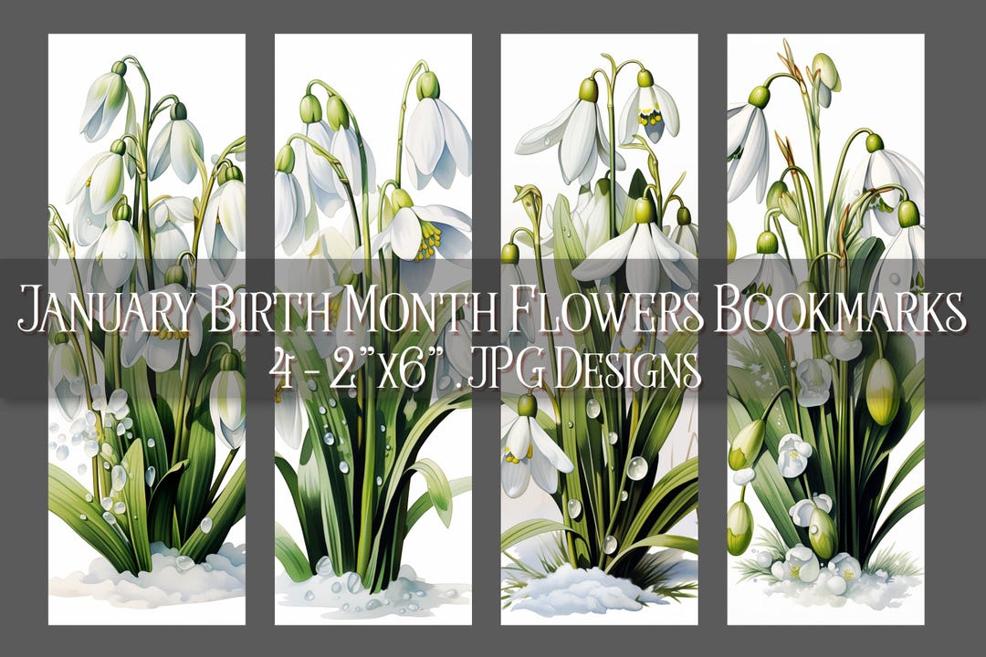 January Bookmark, Snowdrop Printable Bookmark, Winter Bookmark ...