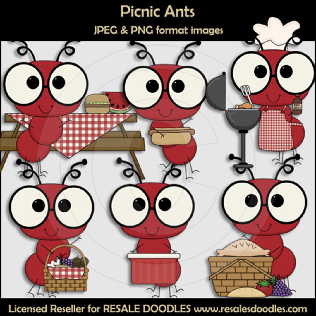 Picnic Ants Clipart - Red Ant - Picnic Food - Ant Graphics - Outdoors ...