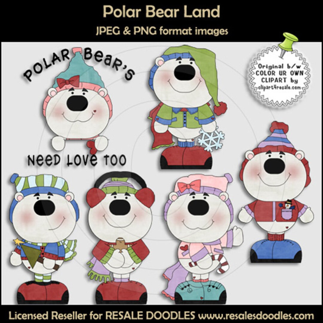 Polar Bear Land Clip Art - Winter Animal - Winter Season - White Animal ...