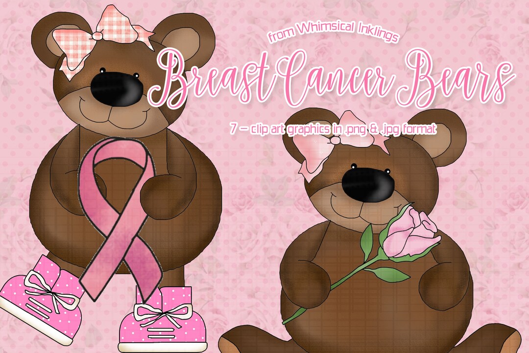 Breast Cancer Bears Clipart From Whimsical Inklings - Etsy