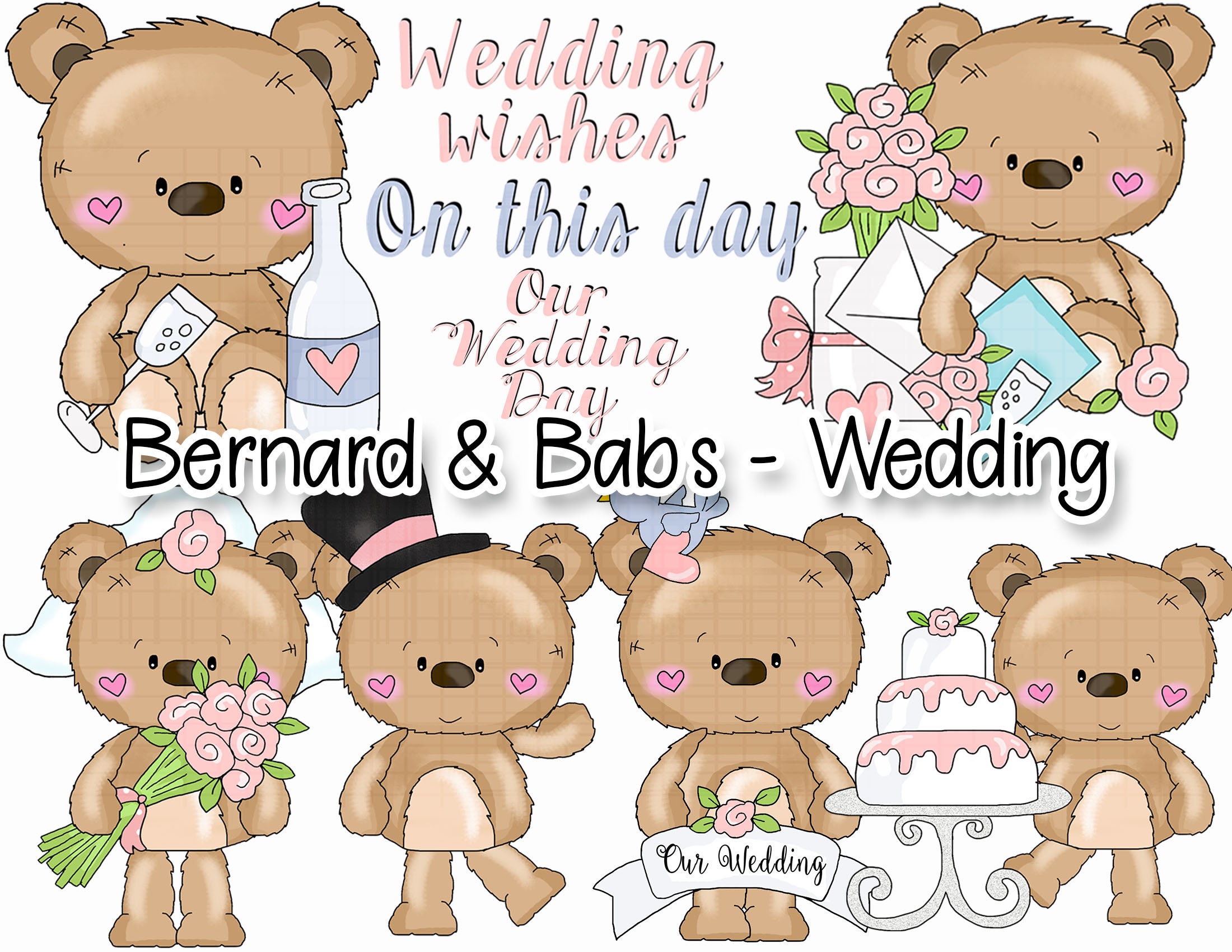 Bernard & Babs Bears Celebrations Clip Art | Etsy
