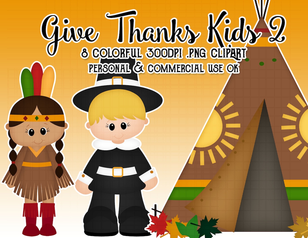 Give Thanks Kids Thanksgiving Clip Art - Etsy