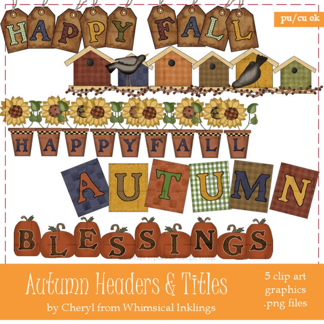 Autumn Word Art - Commercial Use Clip Art Graphics | Whimsical Inklings ...