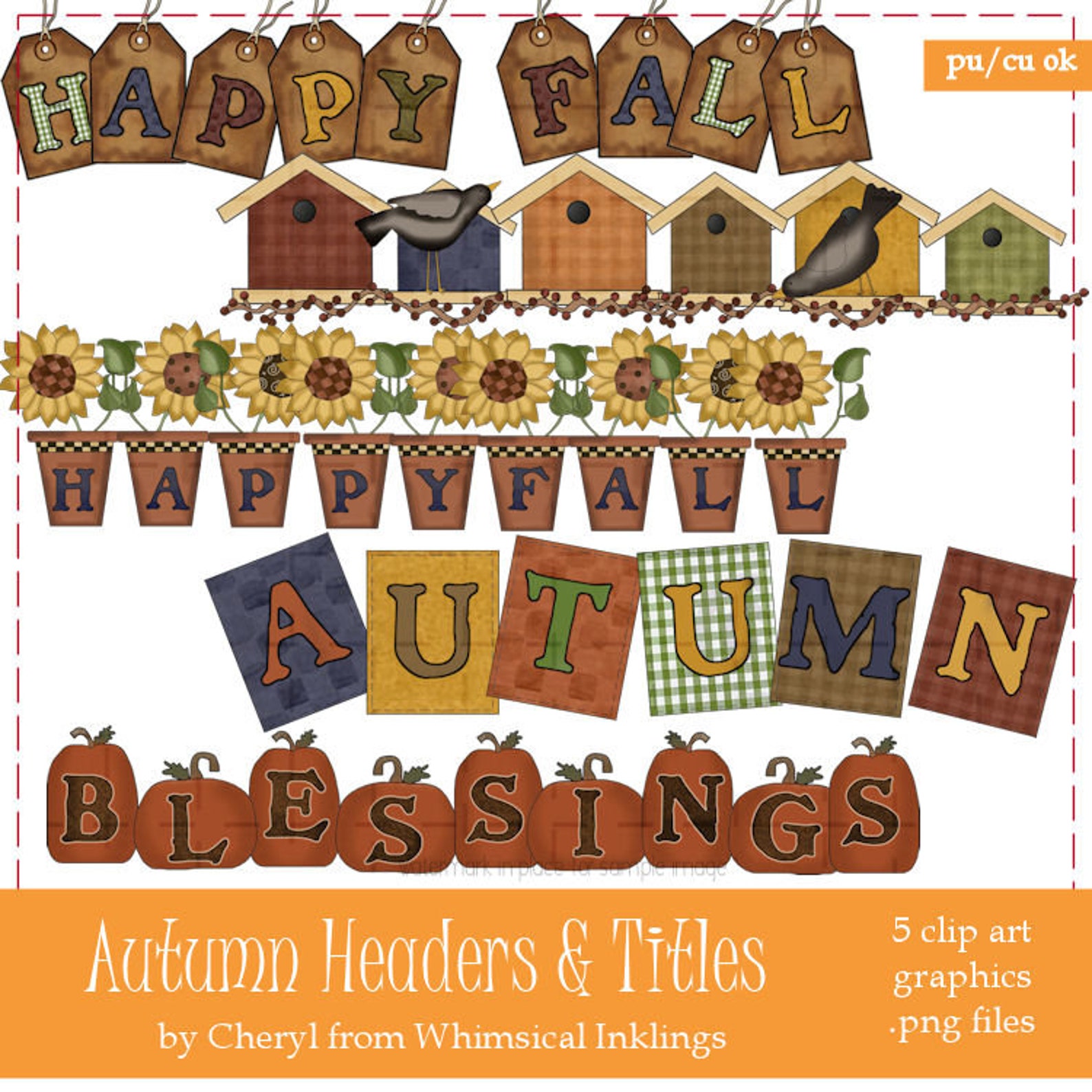 Autumn Word Art Commercial Use Clip Art Graphics | Etsy