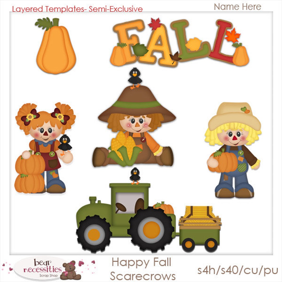 Scarecrows Happy Fall Layered Templates Country Templates Crow ...