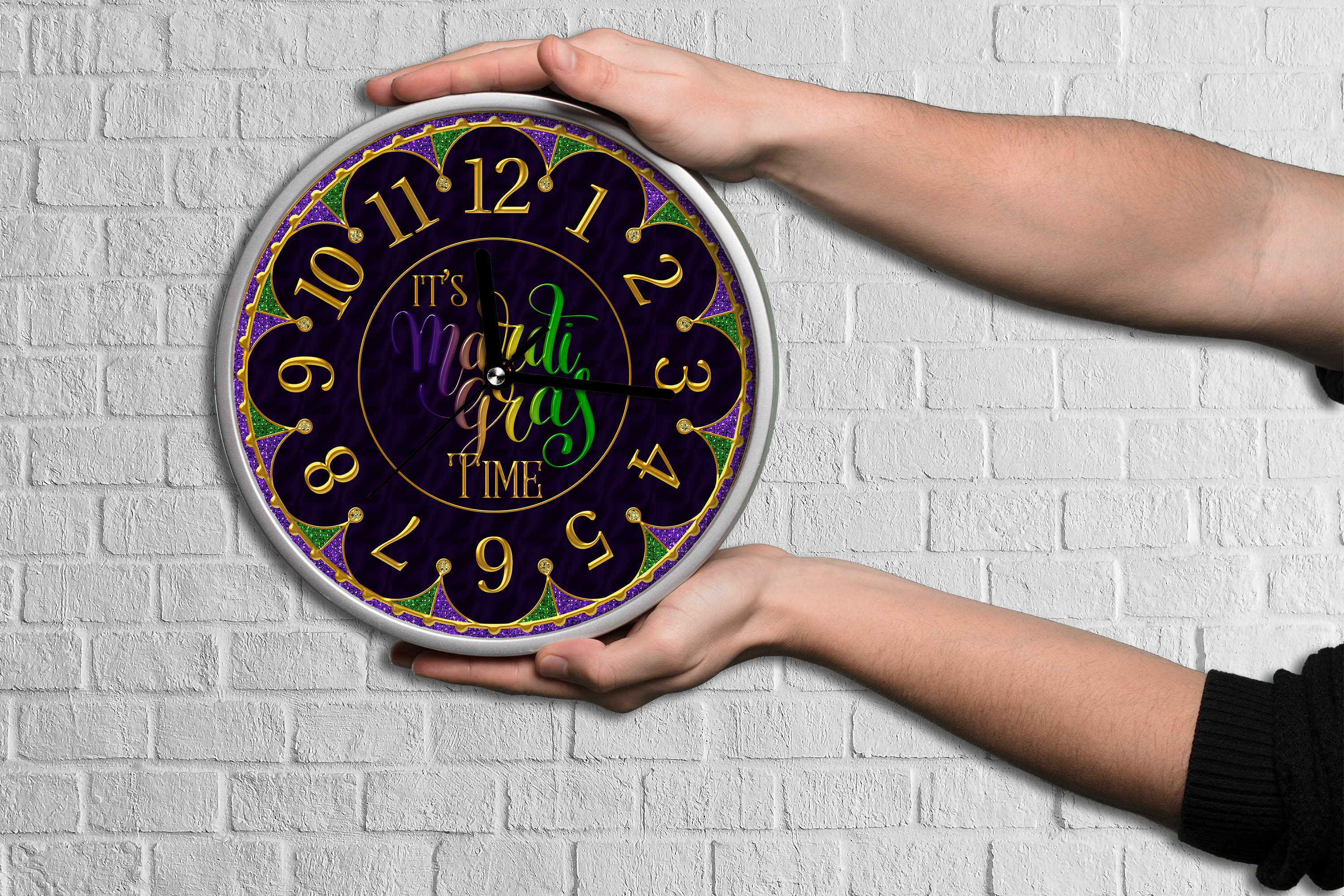 Mardi Gras Clock, Mardi Gras Clock Face, It's Mardi Gras Time Clock ...