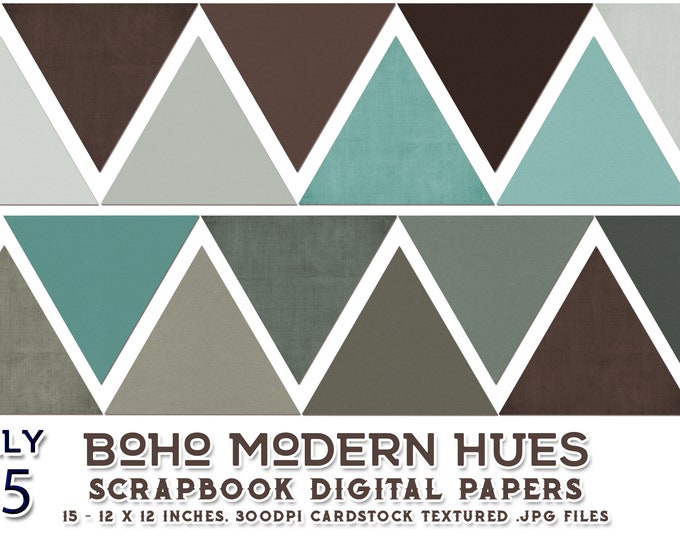 Boho Modern Hues Digital Papers for Scrapbookers, Crafters and Digital ...