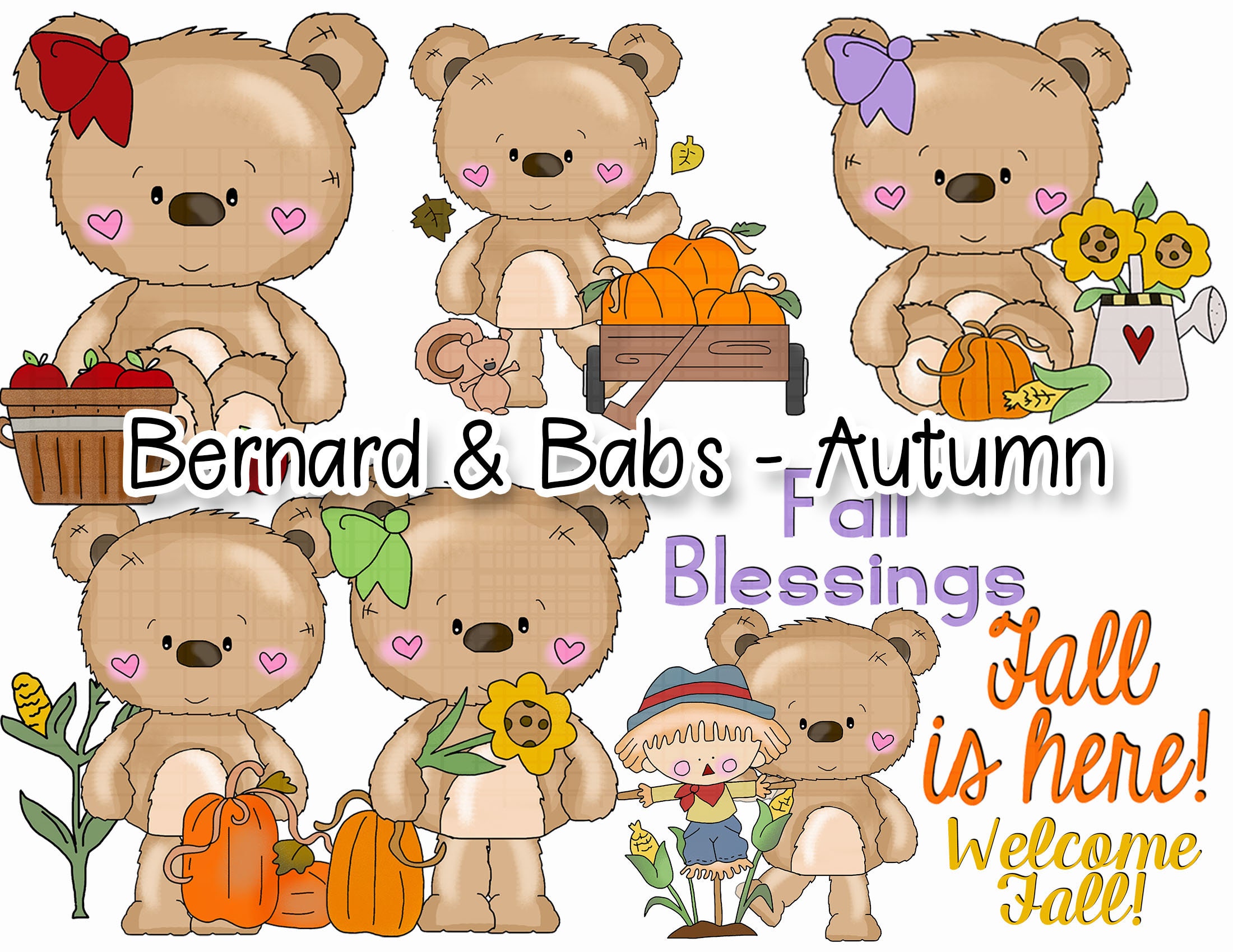 Bernard & Babs Bears Celebrations Clip Art | Etsy