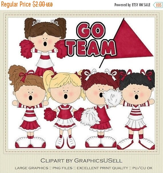 Commercial Use Go Team Red set 1 Cheerleader Clip Art Graphics | Etsy