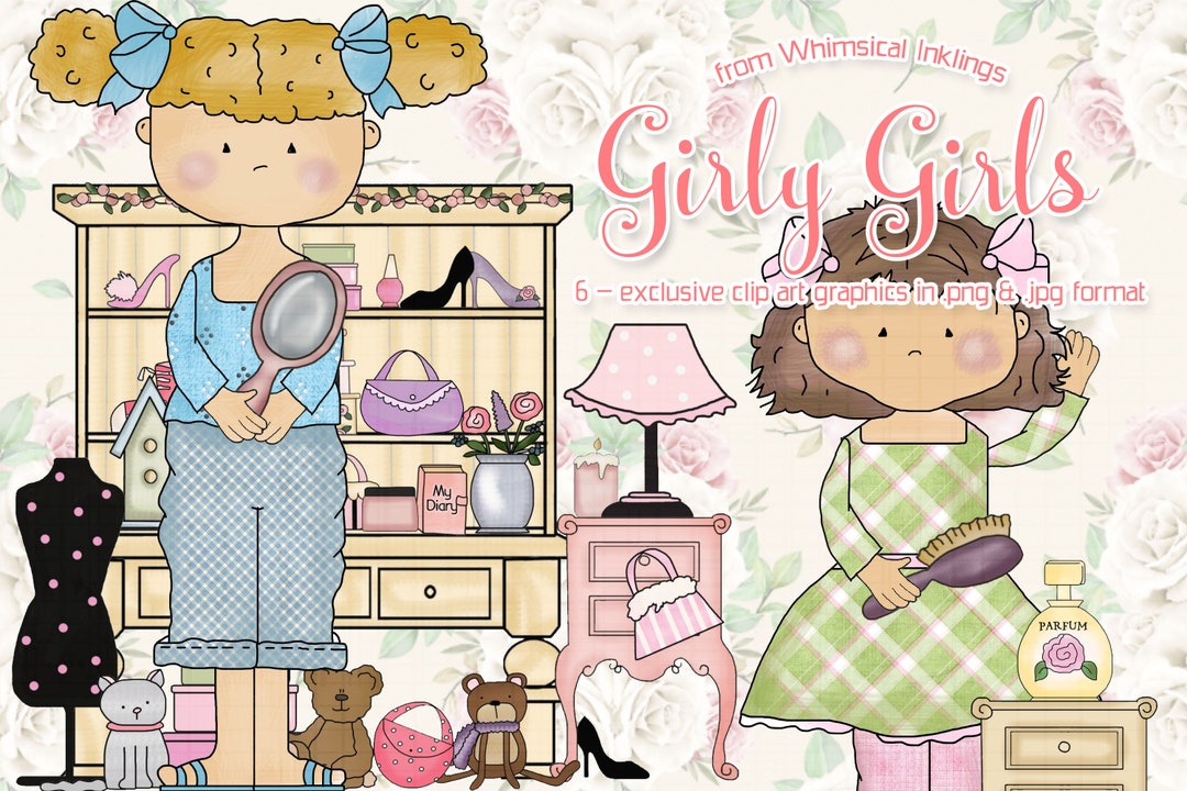 Girly Girls - Whimsical Inklings Exclusive Clip Art - Etsy