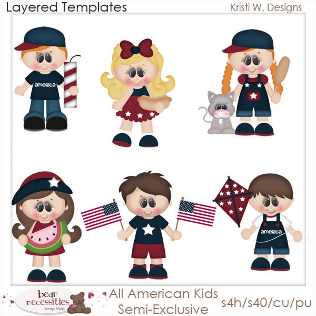 All American Kids - Layered Templates by Kristi W Designs - Etsy