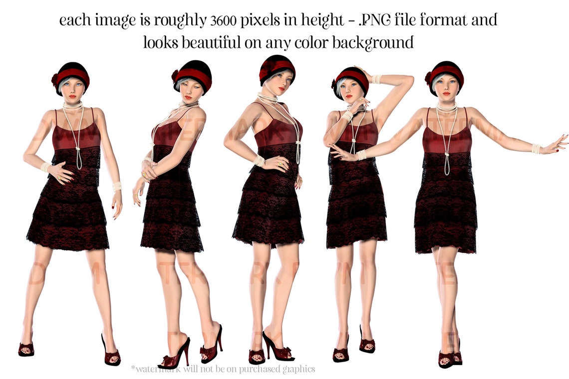 1920's Flapper Girl Poser Tube PNG Graphics, Fantasy Poser Graphics ...
