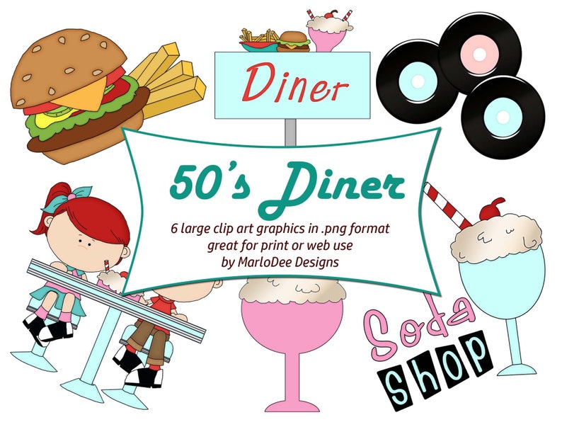 1950's Diner - Soda Fountain Clip Art Graphics by Marlodee Designs - Etsy