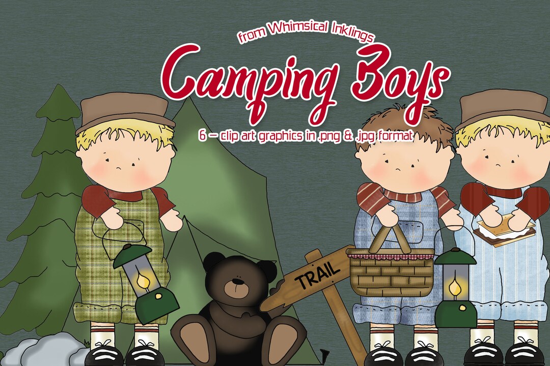 Camping Boys - Clipart From Whimsical Inklings - Etsy