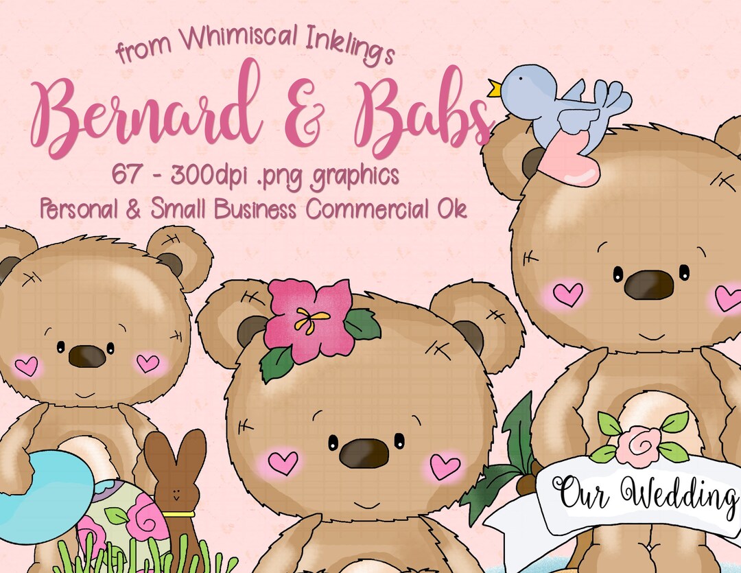 Bernard & Babs Bears Celebrations Clip Art - Etsy