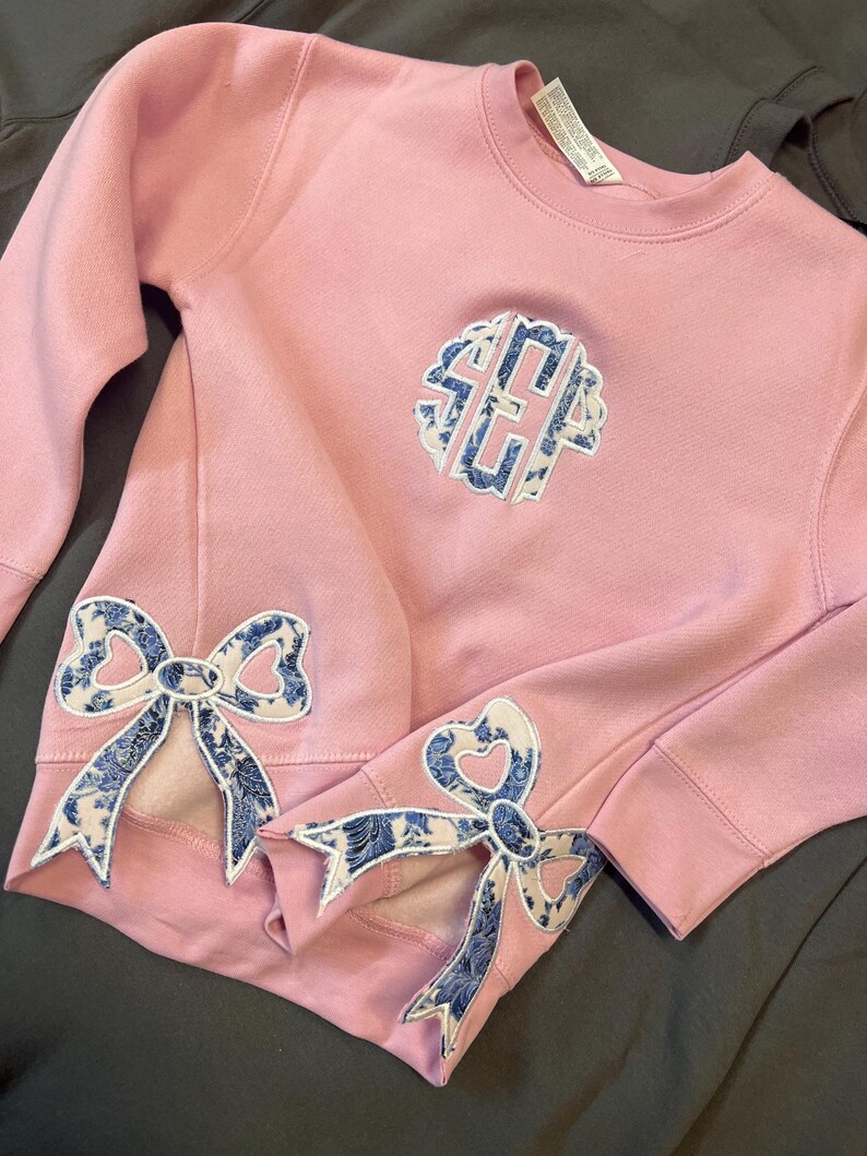 Scalloped Monogram Sweatshirt With Bows on the Sides Monogram Will Be ...