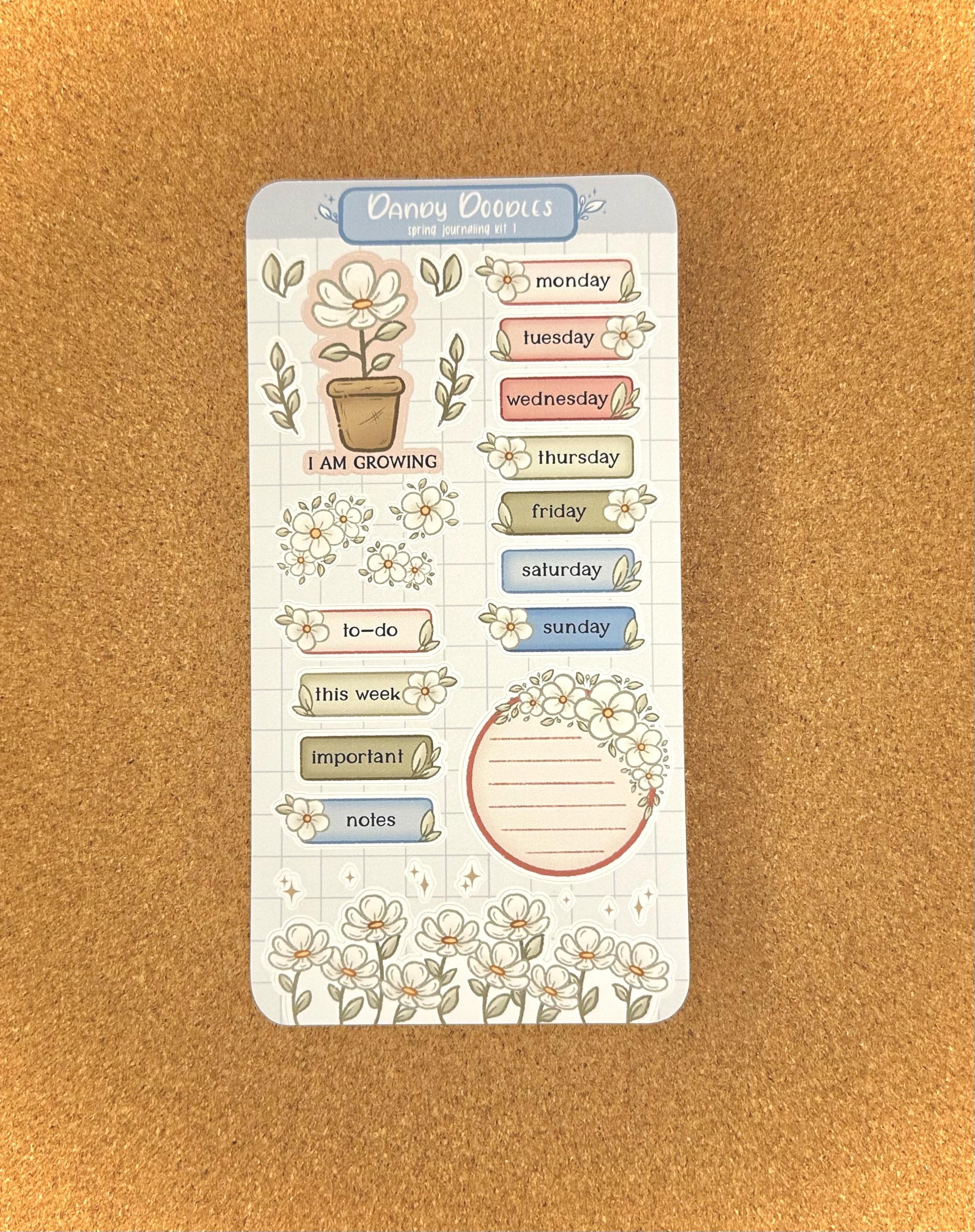 Journaling Kit : Spring | Sticker Sheet, Planner Stickers, Spring ...